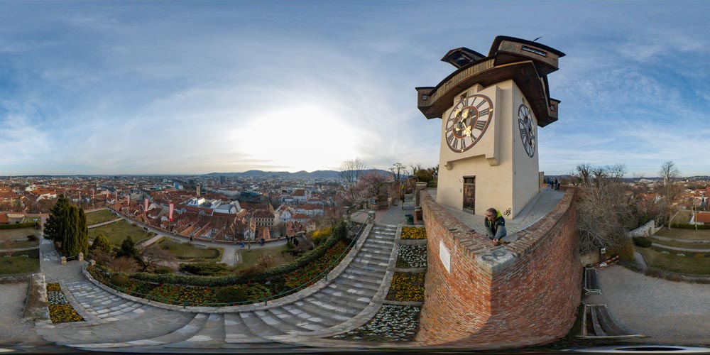 Graz - Graz: Uhrturm und Herbersteingarten - 360-Grad-Panoramafoto ...